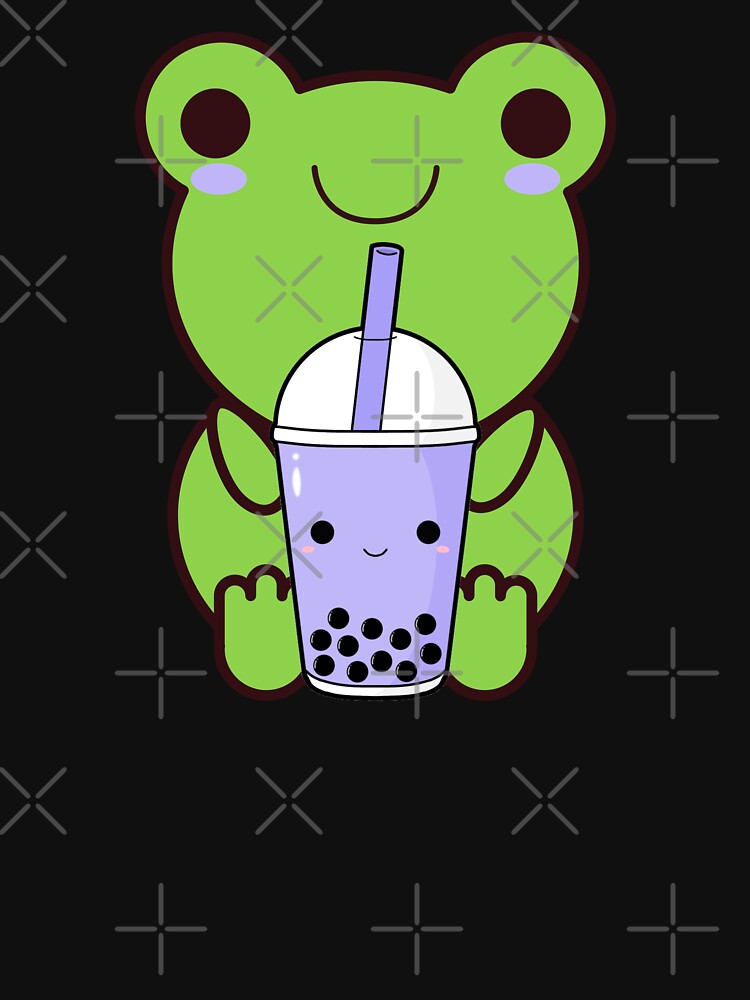 "Cute Cartoon Kawaii Frog drinking Boba Tea | adorable Boba animals ...