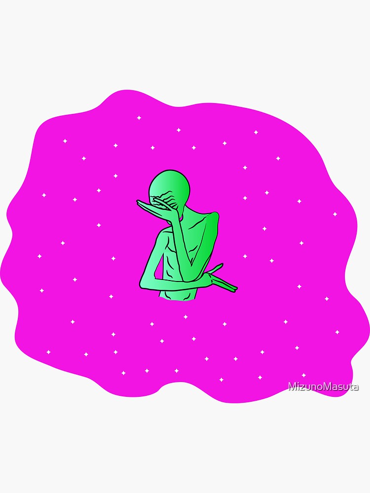 "Alien Cringe" Sticker by MizunoMasuta | Redbubble
