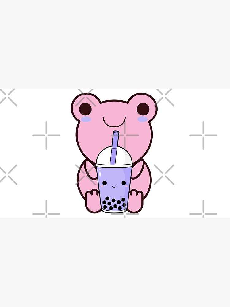 "Cute Cartoon Kawaii Frog drinking Boba Tea | adorable Boba animals ...