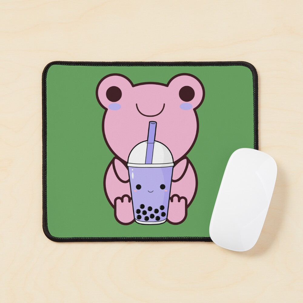 "Cute Cartoon Kawaii Frog drinking Boba Tea | adorable Boba animals ...