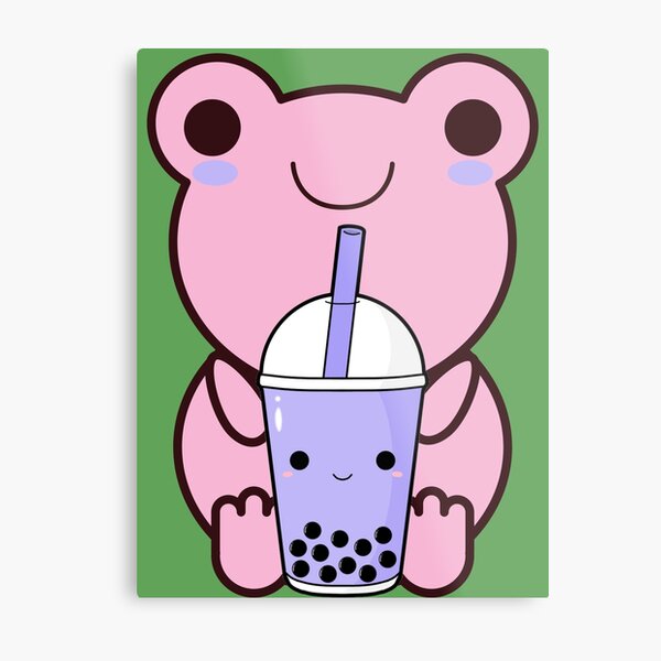 "Cute Cartoon Kawaii Frog drinking Boba Tea | adorable Boba animals ...