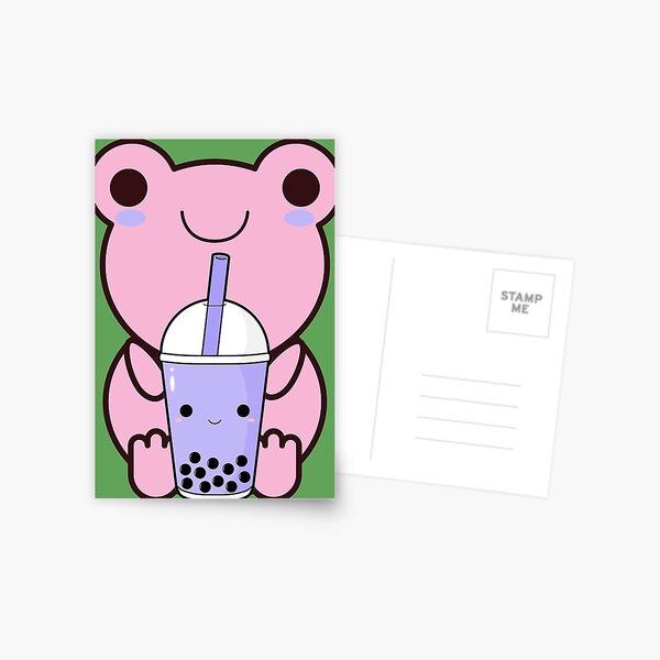 "Cute Cartoon Kawaii Frog drinking Boba Tea | adorable Boba animals ...