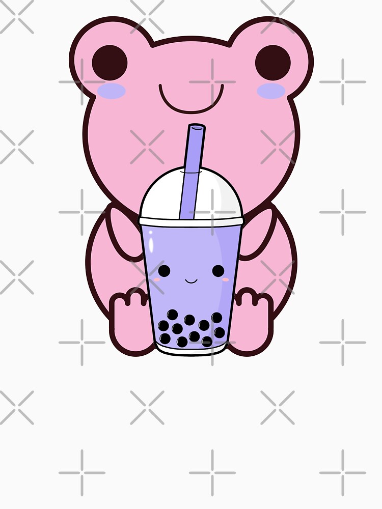 "Cute Cartoon Kawaii Frog drinking Boba Tea | adorable Boba animals ...