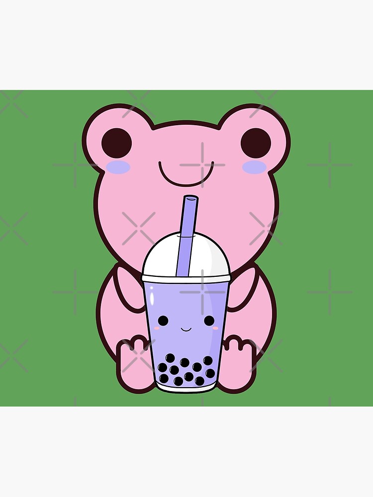 "Cute Cartoon Kawaii Frog drinking Boba Tea | adorable Boba animals ...
