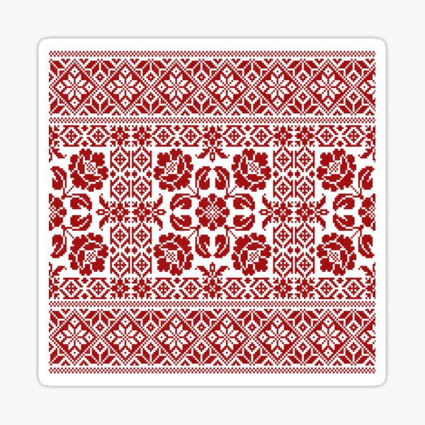 "Red White Palestinian Embroidery Design" Sticker for Sale by AlRaeeq ...
