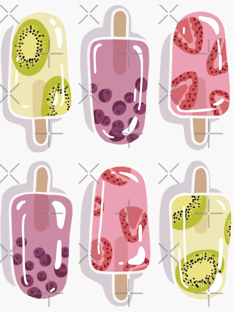 "Popsicle Stick Pattern, Ice Cream Summertime Print, Strawberry, Kiwi ...