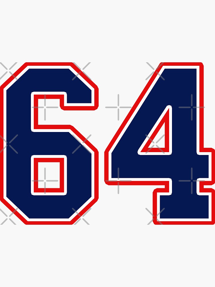 "Number 64 Sixty Four Sports Jersey" Sticker for Sale by MSBDesign ...