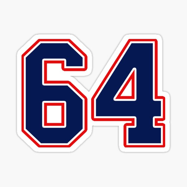 "Number 64 Sixty Four Sports Jersey" Sticker for Sale by MSBDesign ...