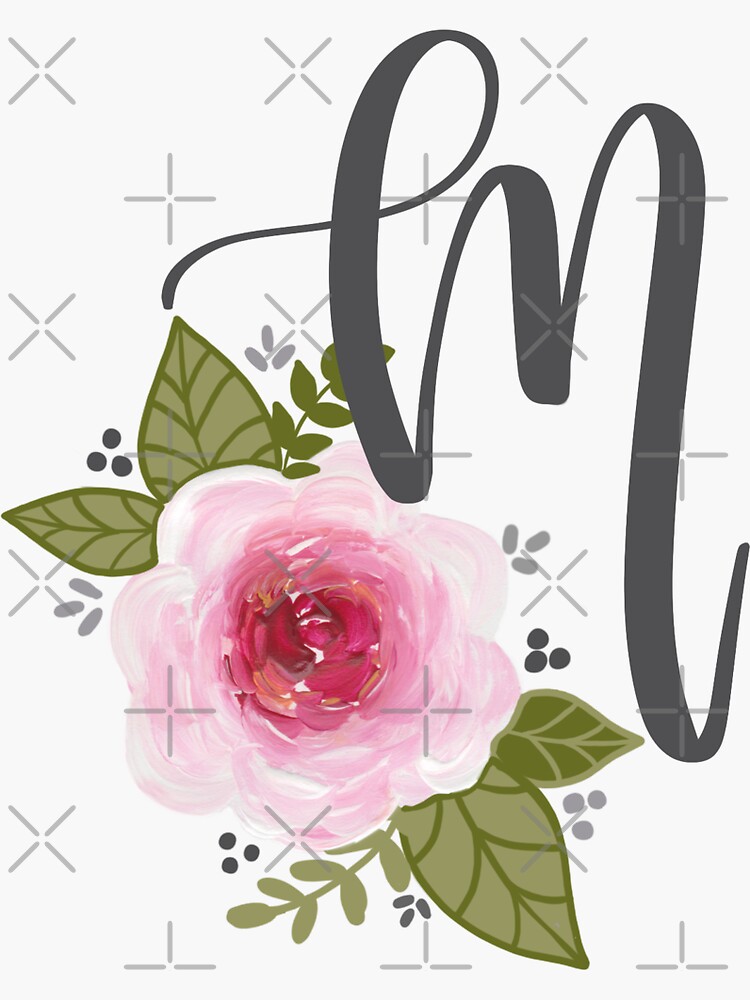"Floral Monogram m" Sticker for Sale by ktscanvases | Redbubble