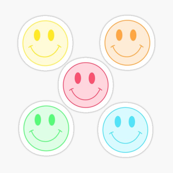 "neon mini smiley faces" Sticker for Sale by colleenm2 | Redbubble