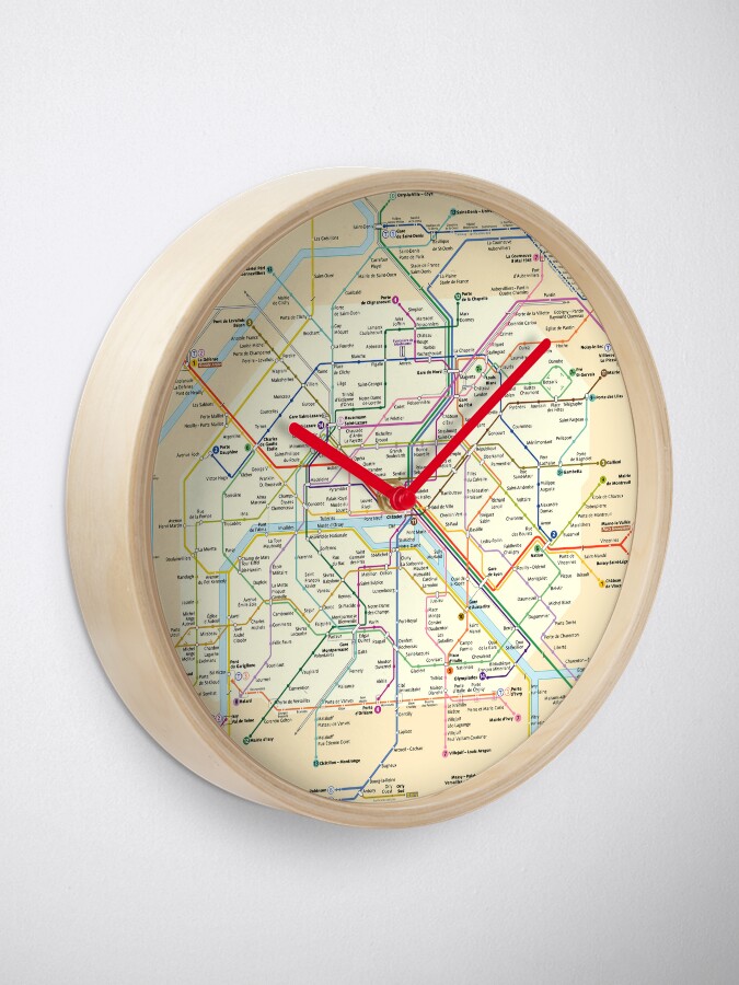 "Paris, France Metro Subway Tube Underground Map" Clock for Sale by ...