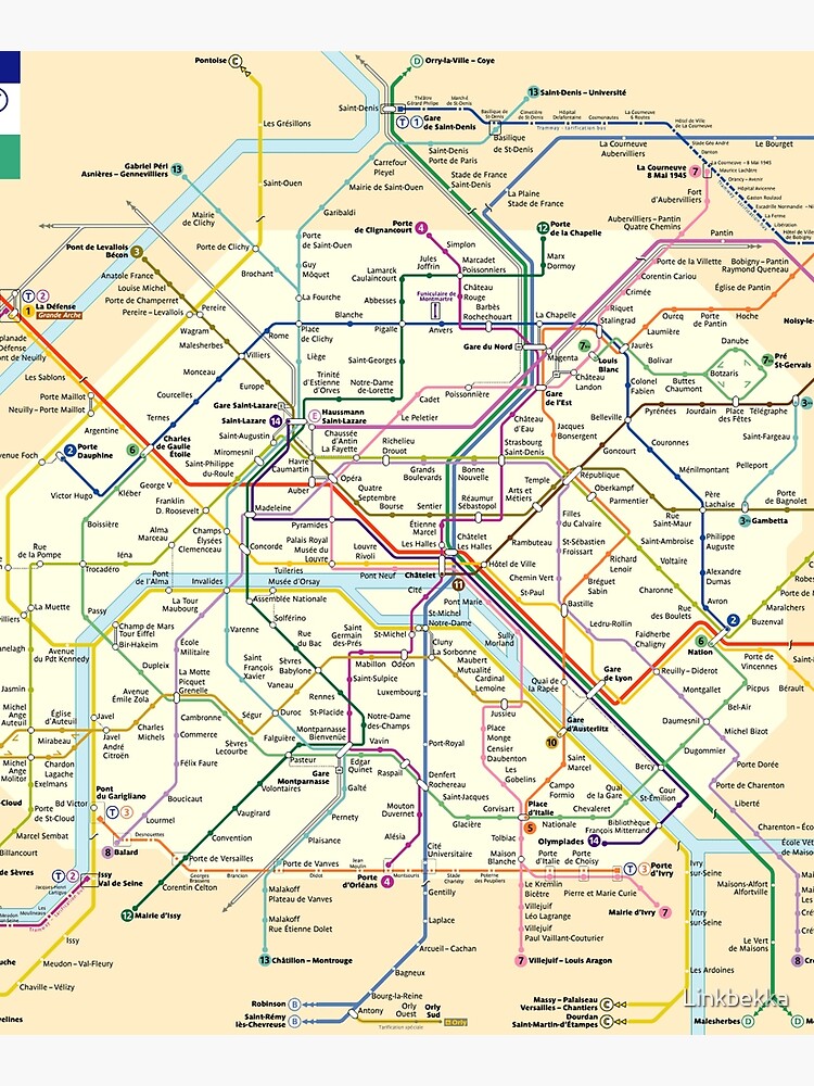 "Paris, France Metro Subway Tube Underground Map" Mounted Print for ...