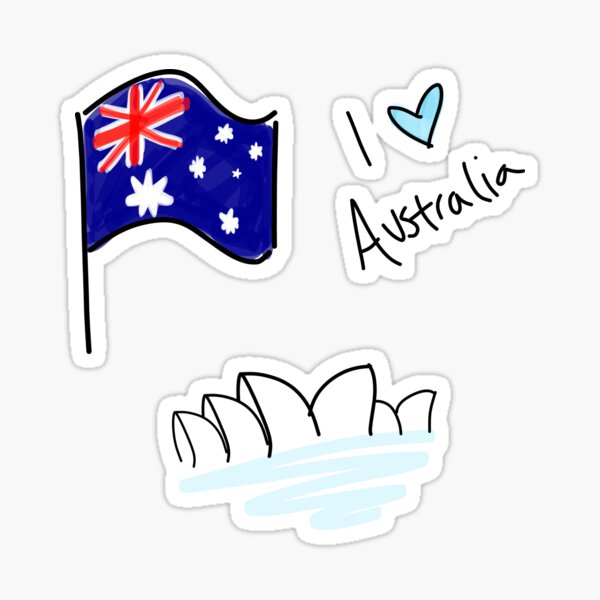 "I Heart Australia, Australian Love, AU Australia landmarks Flag ...