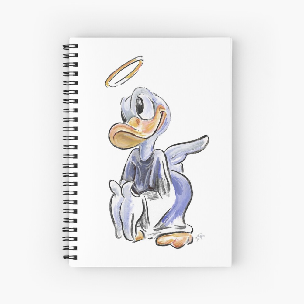 "Charcoal and Oil - Angel Donald Duck" Spiral Notebook by ...