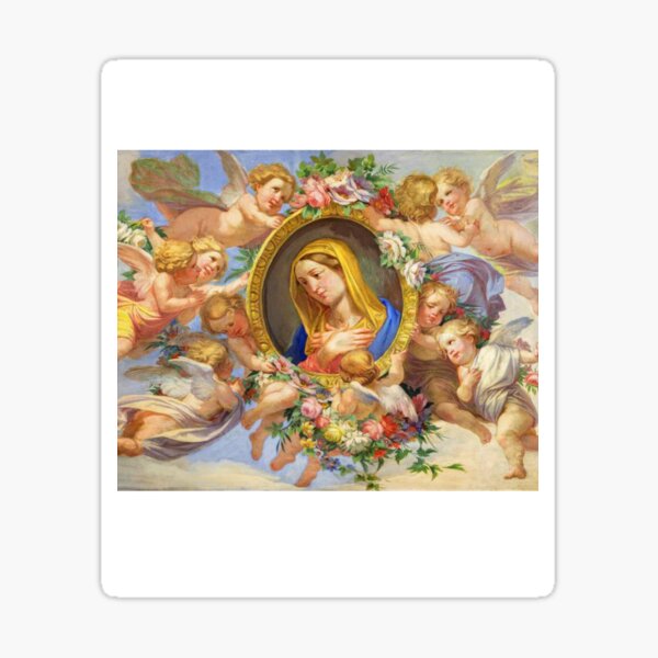 "Mary mother of God and Angels." Sticker for Sale by SuperStarStore ...