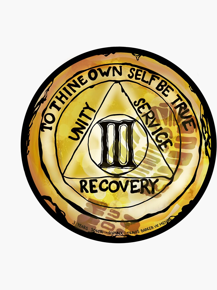 "3 Years Sober chip- lyric inspired" Sticker for Sale by setting-saile ...