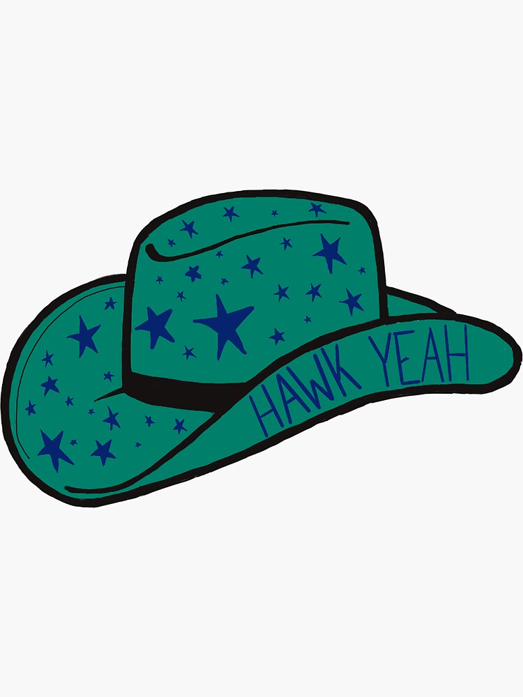 "Hawk yeah cowboy hat" Sticker for Sale by Sydney Duty | Redbubble