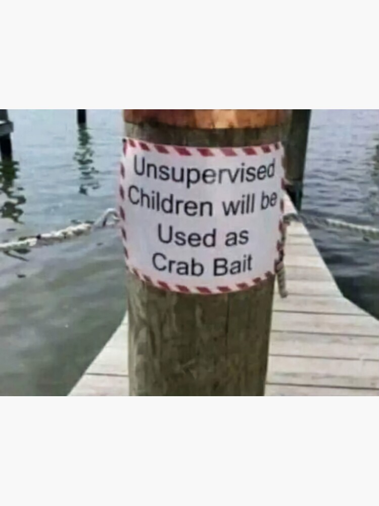 "Unsupervised Children will be Used as Crab Bait" Sticker for Sale by ...