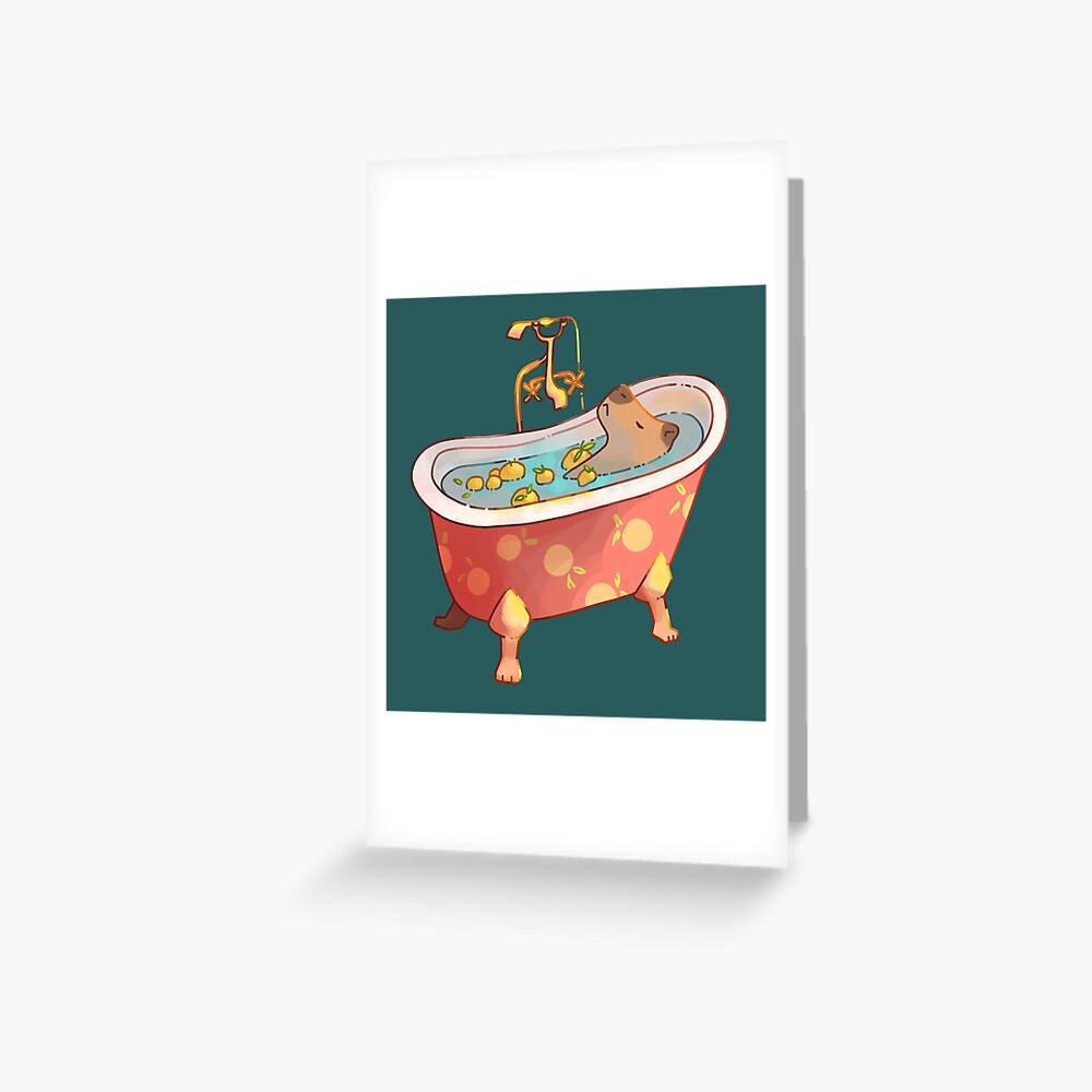 "capybara yuzu citrus bath in a fancy bathtub" Greeting Card for Sale ...