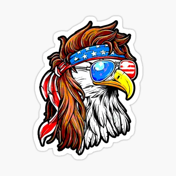"Patriotic Bald Eagle Mullet USA American Flag" Sticker for Sale by ...