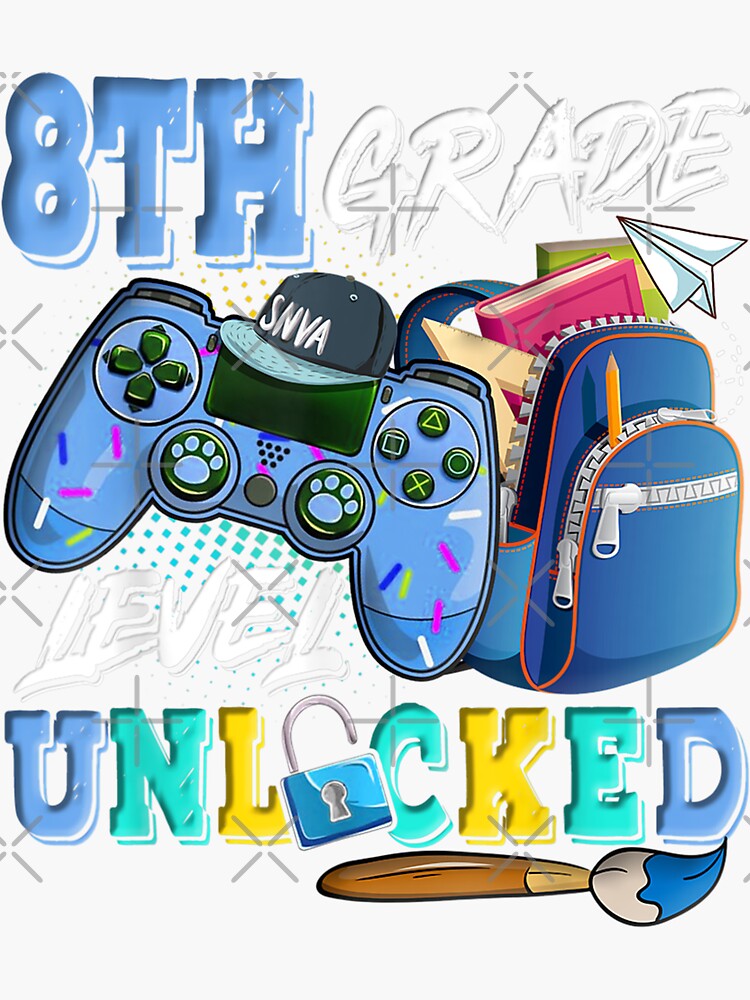 "8th Grade Level Unlocked Back To School For Boys" Sticker for Sale by ...