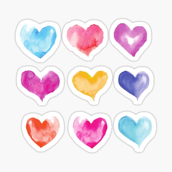 "Watercolor hearts and circles" Sticker for Sale by IceCreamMuseum ...