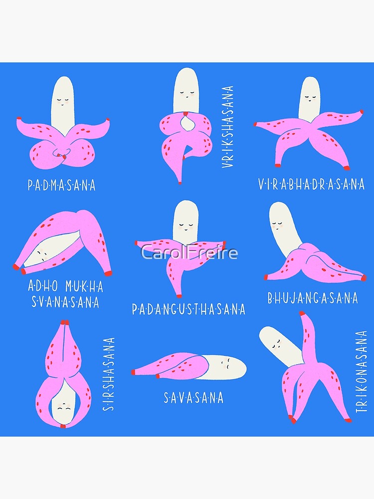 "Bananas Asanas | Fruit Yoga | Pink and Blue" Poster for Sale by ...
