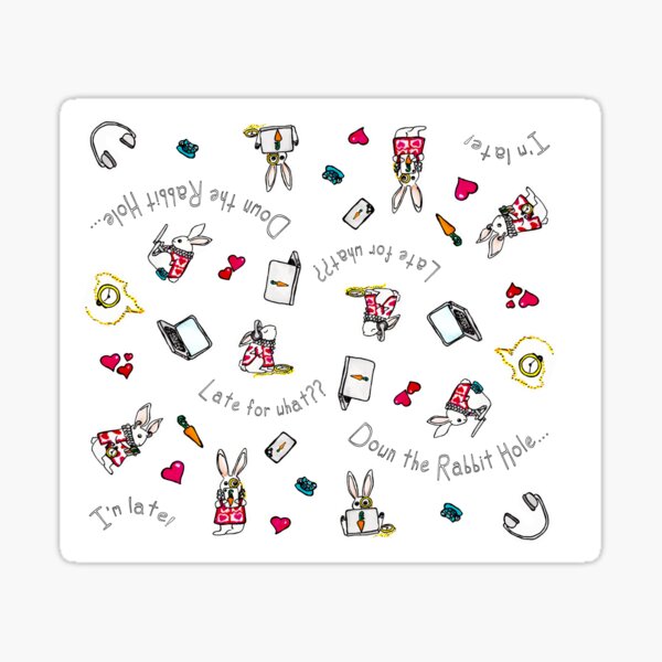 "Down The Rabbit Hole" Sticker for Sale by BUNofaKINDart | Redbubble