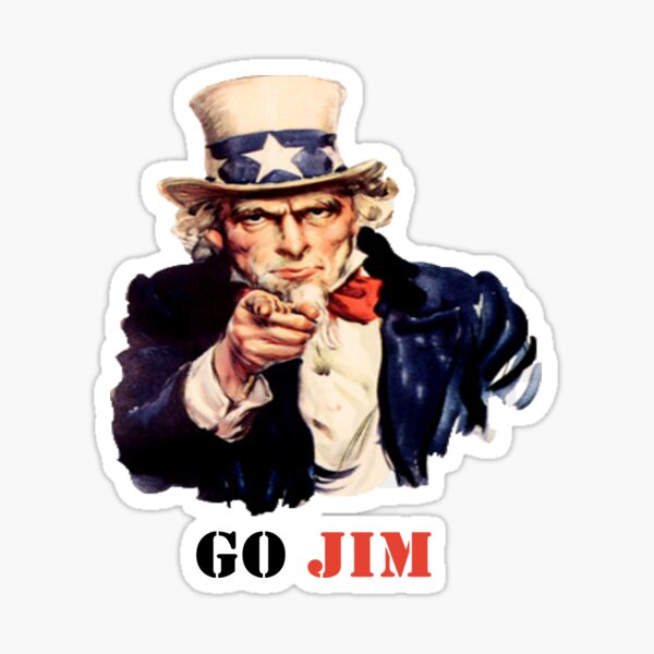 "GO JIM" Sticker for Sale by skGY | Redbubble