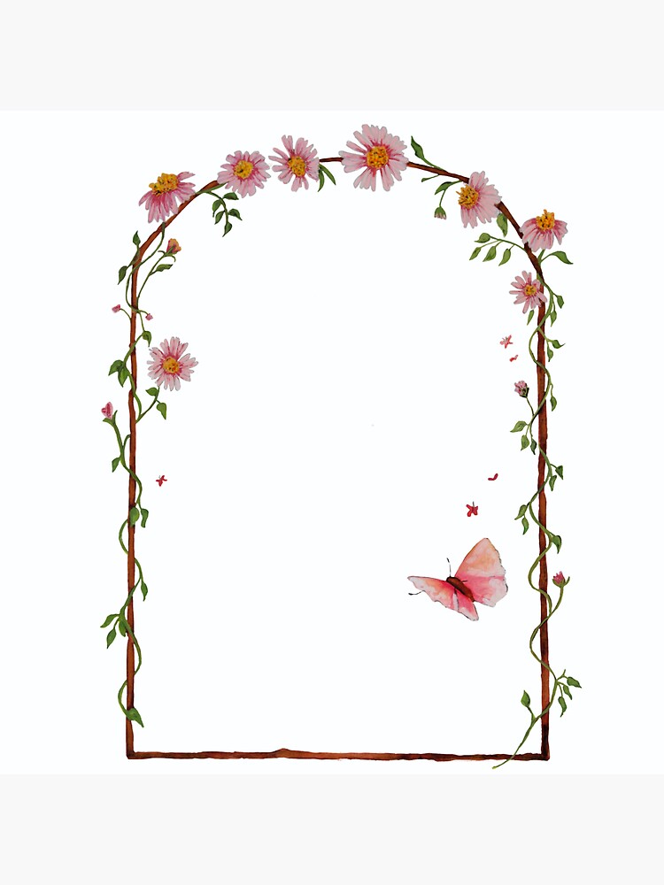 "Pink daisy frame hand painted in gouache" Sticker for Sale by ...