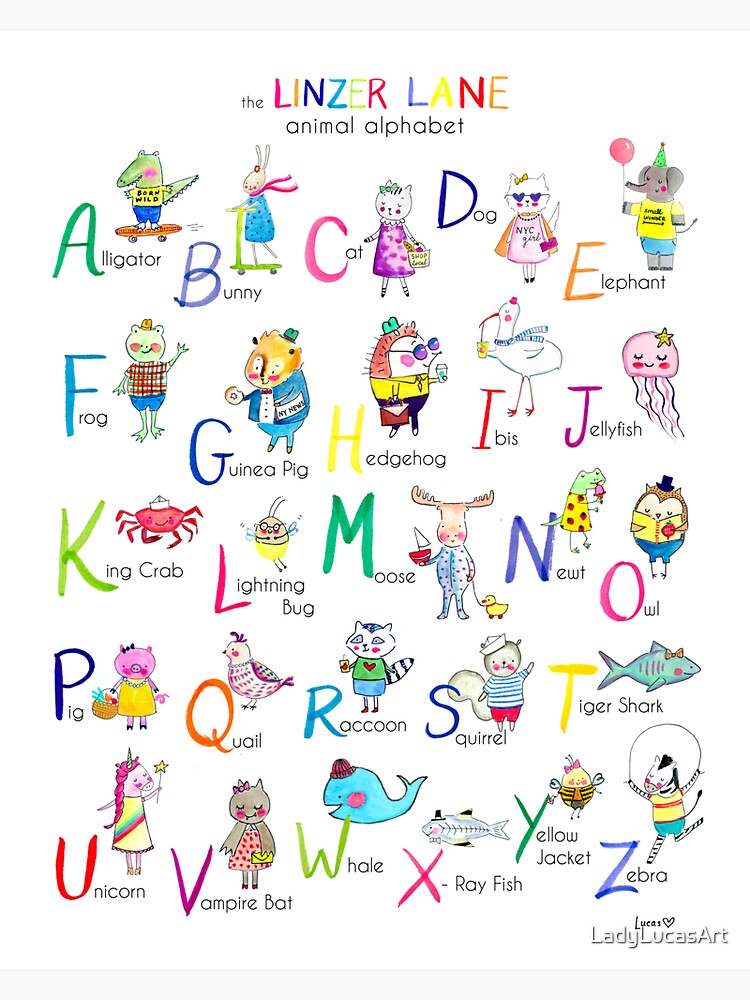 "The Linzer Lane Animal Alphabet" Sticker for Sale by LadyLucasArt ...