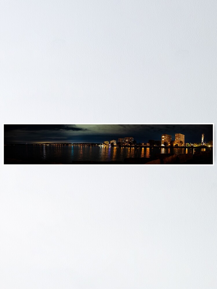 "Downtown Barrie at night Centennial Beach" Poster for Sale by ...