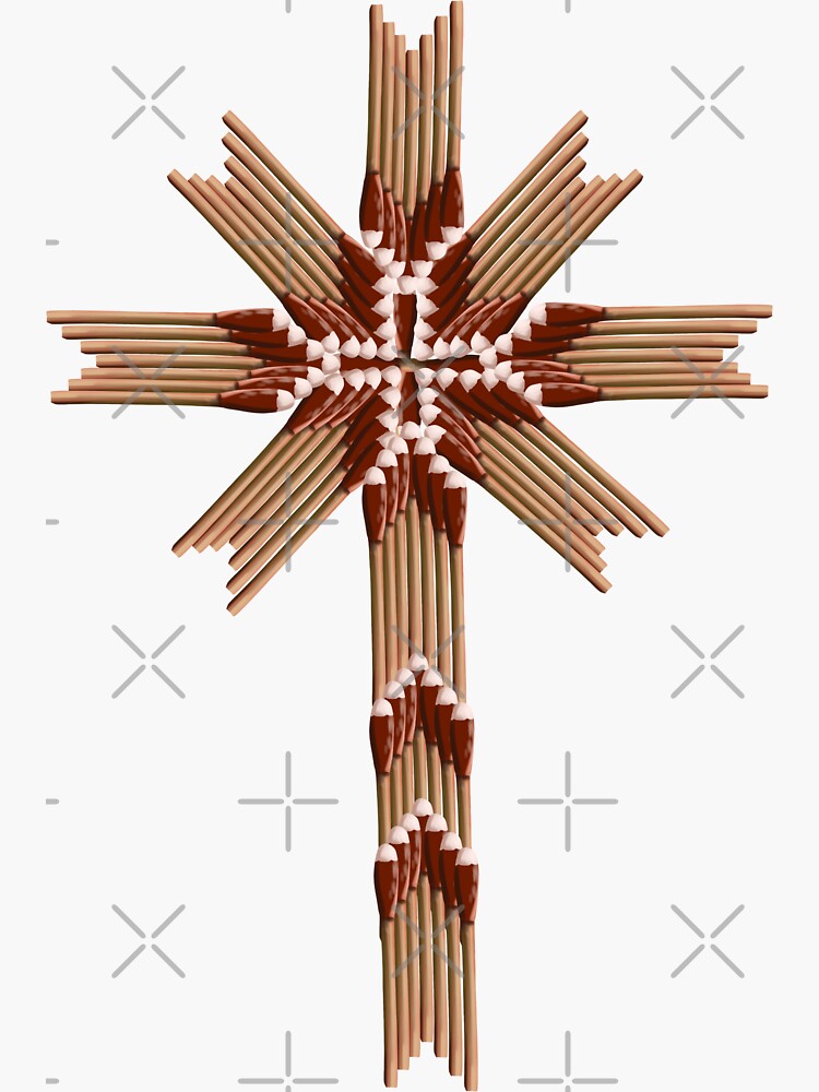 "Complex Retro Matchstick Cross " Sticker for Sale by CampK80 | Redbubble