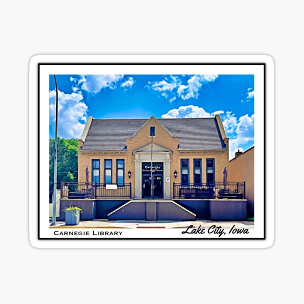 "Carnegie Library, Lake City, Iowa" Sticker for Sale by MsKatieCreation ...