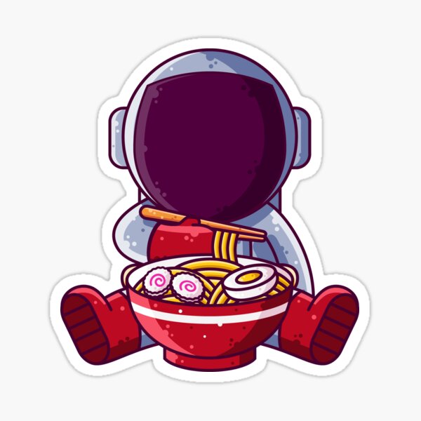 "Cute Astronaut Eating Ramen Cartoon" Sticker for Sale by Ardhsells ...