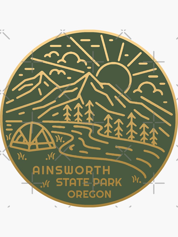 "Ainsworth State Park Mountain Drawing Logo" Sticker for Sale by VanyaKar | Redbubble