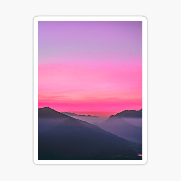 " Pink Sunset Sky at Mountain " Sticker for Sale by sibudas | Redbubble