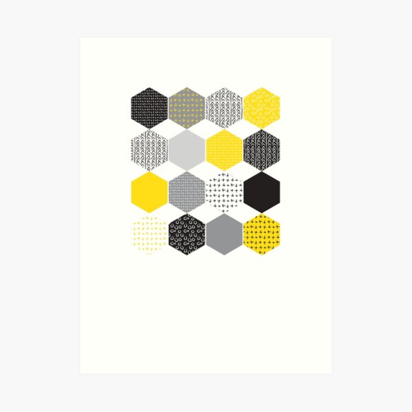 "Hexagon Yellow Pattern" Art Print for Sale by mariakritzas | Redbubble