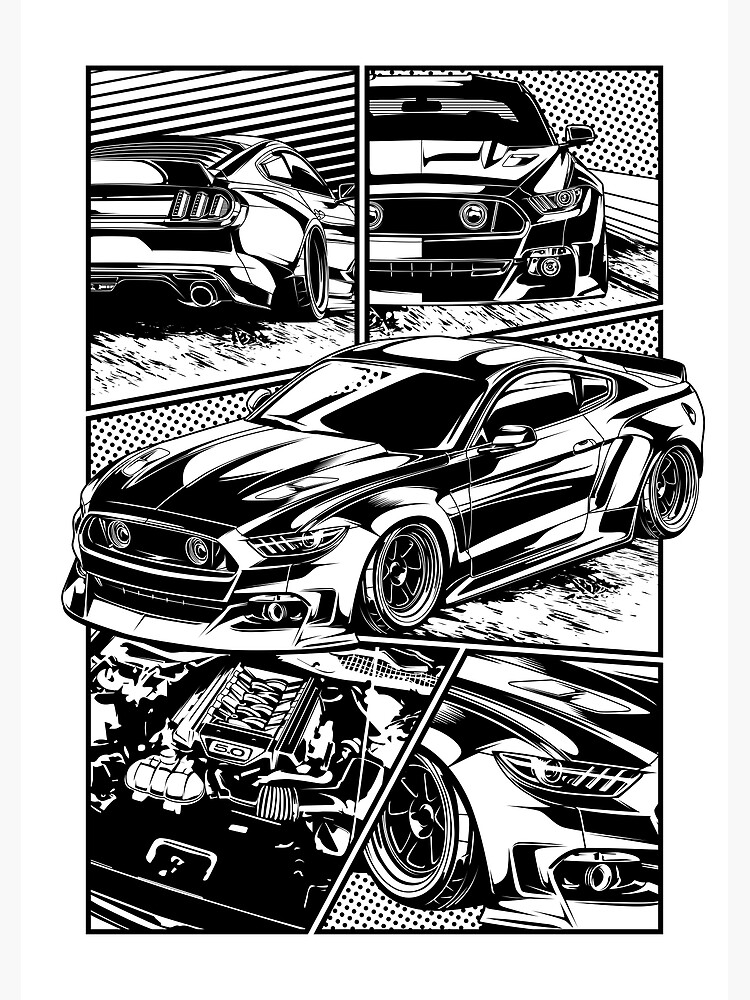 "Mustang S550 Speed Racing Engine Comic Art" Poster for Sale by ...