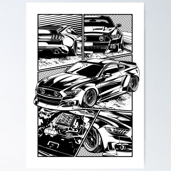 "Mustang S550 Speed Racing Engine Comic Art" Poster for Sale by ...