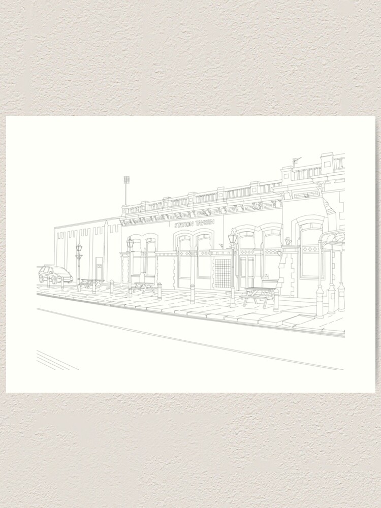"Station Tavern Line Drawing" Art Print by DrSkeletor | Redbubble