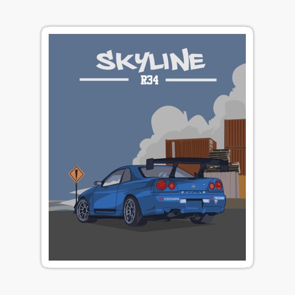 "Nissan Skyline R34 " Sticker for Sale by NH-Automotive | Redbubble