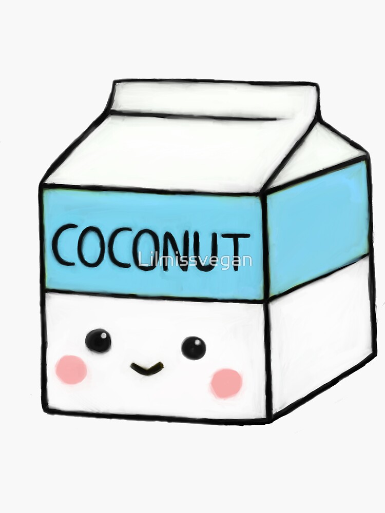 "Coconut milk pal" Sticker for Sale by Lilmissvegan | Redbubble