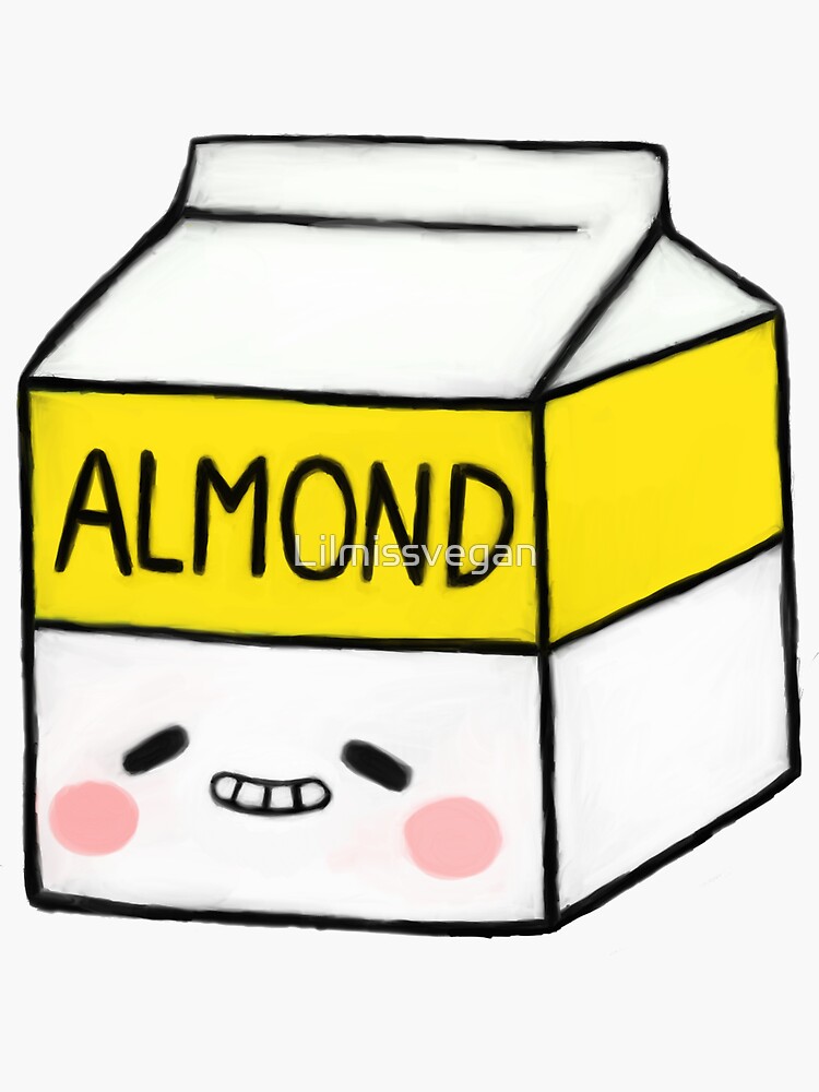 "Almond milk pal" Sticker for Sale by Lilmissvegan | Redbubble