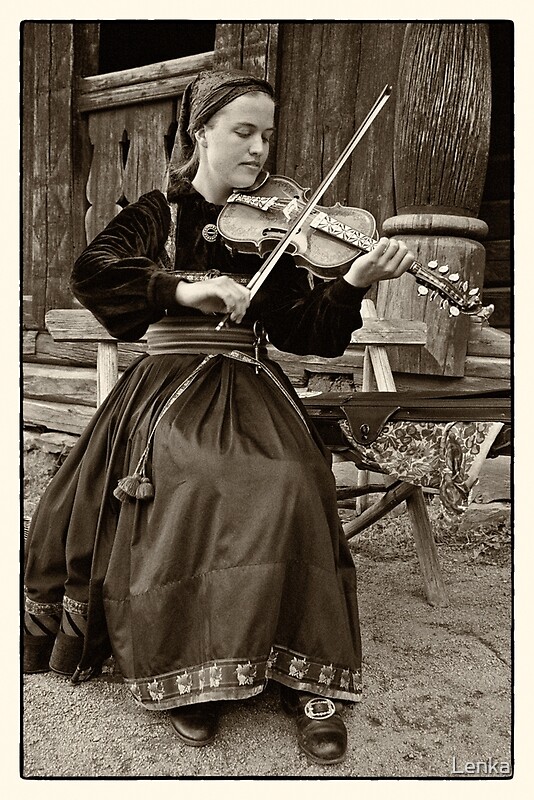 "Hardanger fiddle player" by Lenka | Redbubble