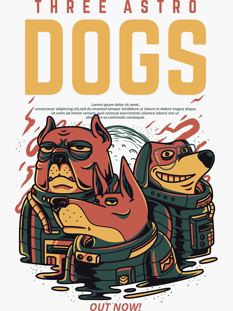 "Three Astro Dogs" Sticker for Sale by GasdjBan | Redbubble
