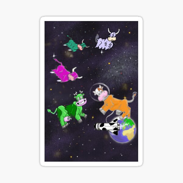 "Space Cows" Sticker for Sale by Dr-Vits | Redbubble