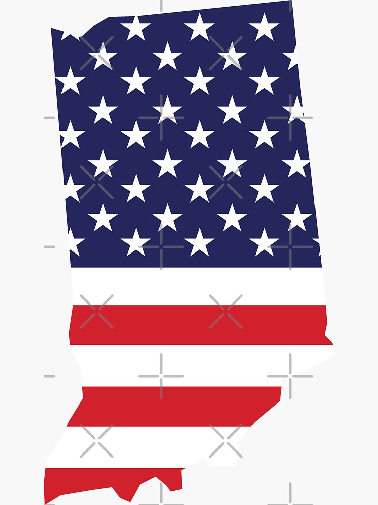 "Indiana Shape USA Flag Background" Sticker for Sale by AnonOpinion ...