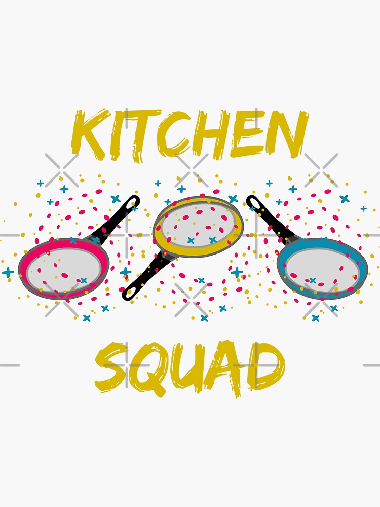 "Kitchen Squad Yellow Letters Pansexual Meme In Dark Pink" Sticker for ...