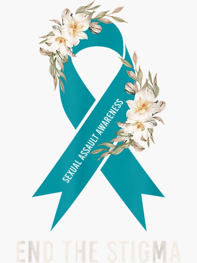 "End The Stigma Sexual Assault Awareness Month Teal Ribbon" Sticker for ...